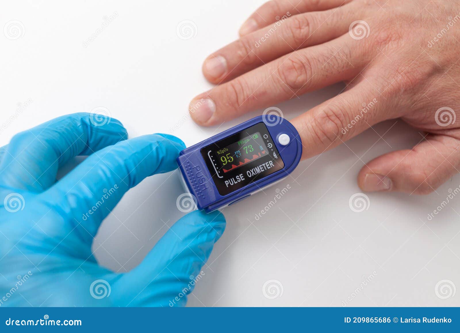 Doctor Using Pulse Oximeter To Check Patient Oxygen Saturation Stock ...