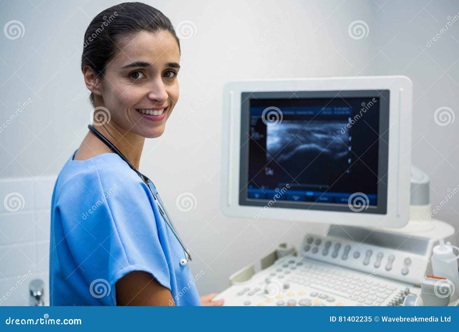 Doctor Using Sonography Machine in Hospital Stock Image - Image of ...