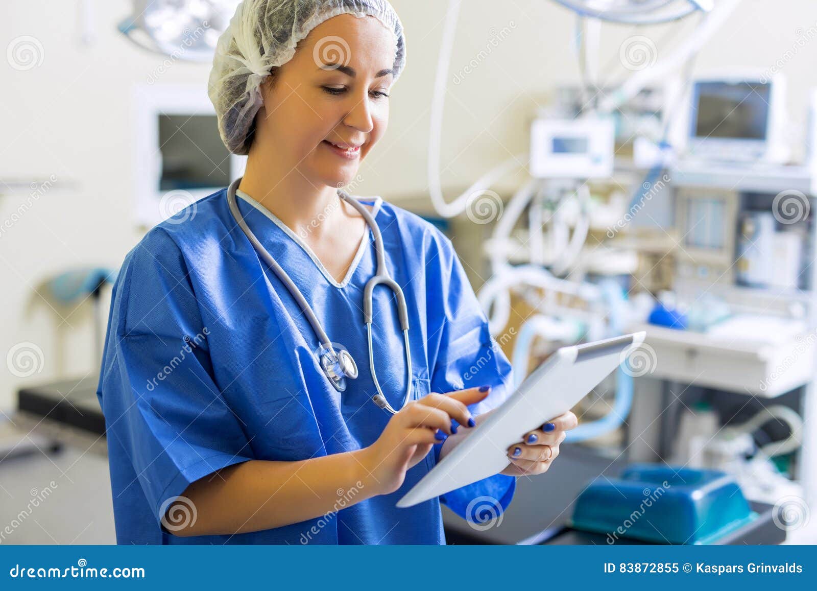 Doctor Using Tablet Computer in Surgery Room Stock Image - Image of ...