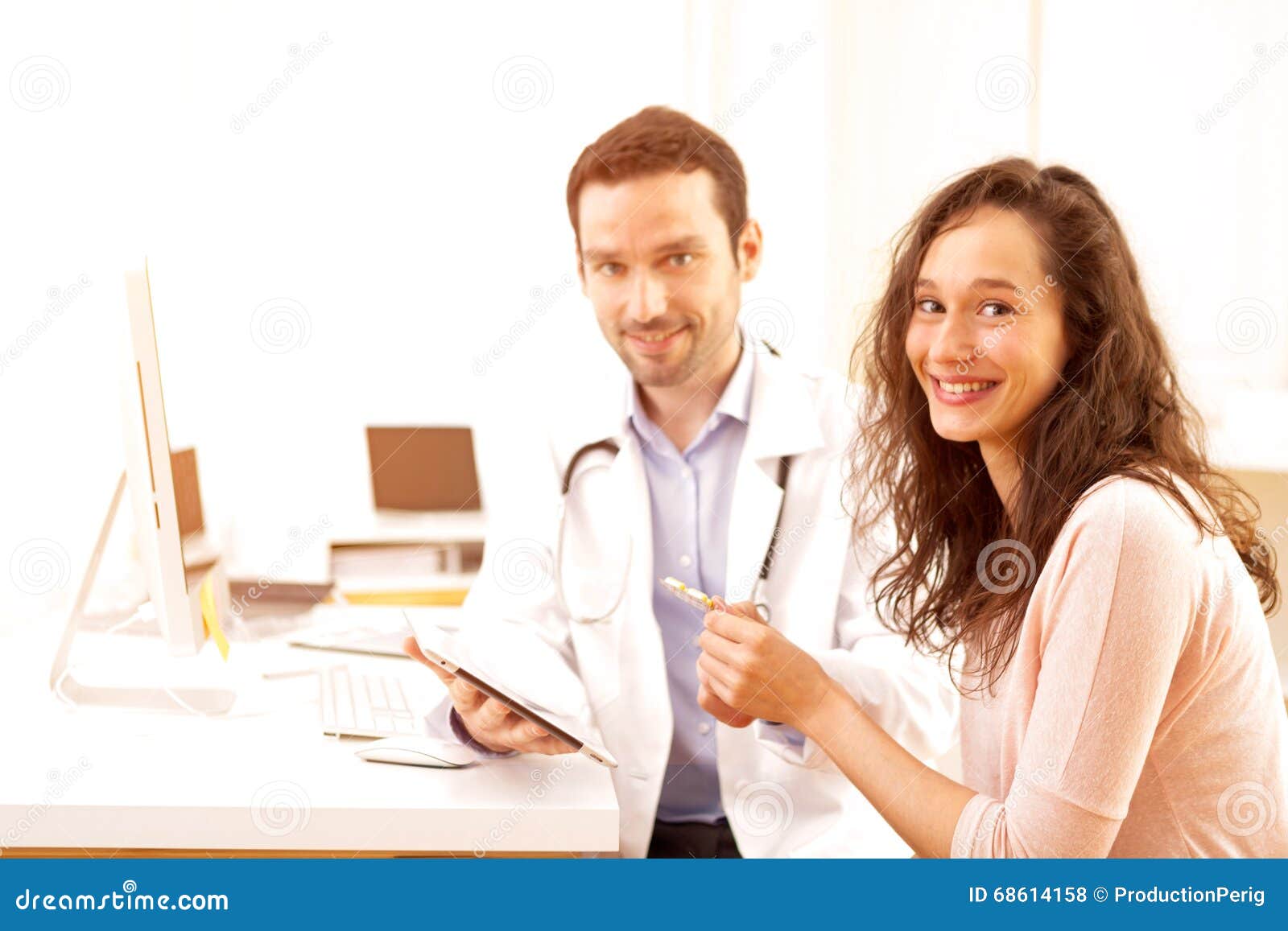 Doctor Using Tablet To Inform Patient Stock Photo - Image of office ...