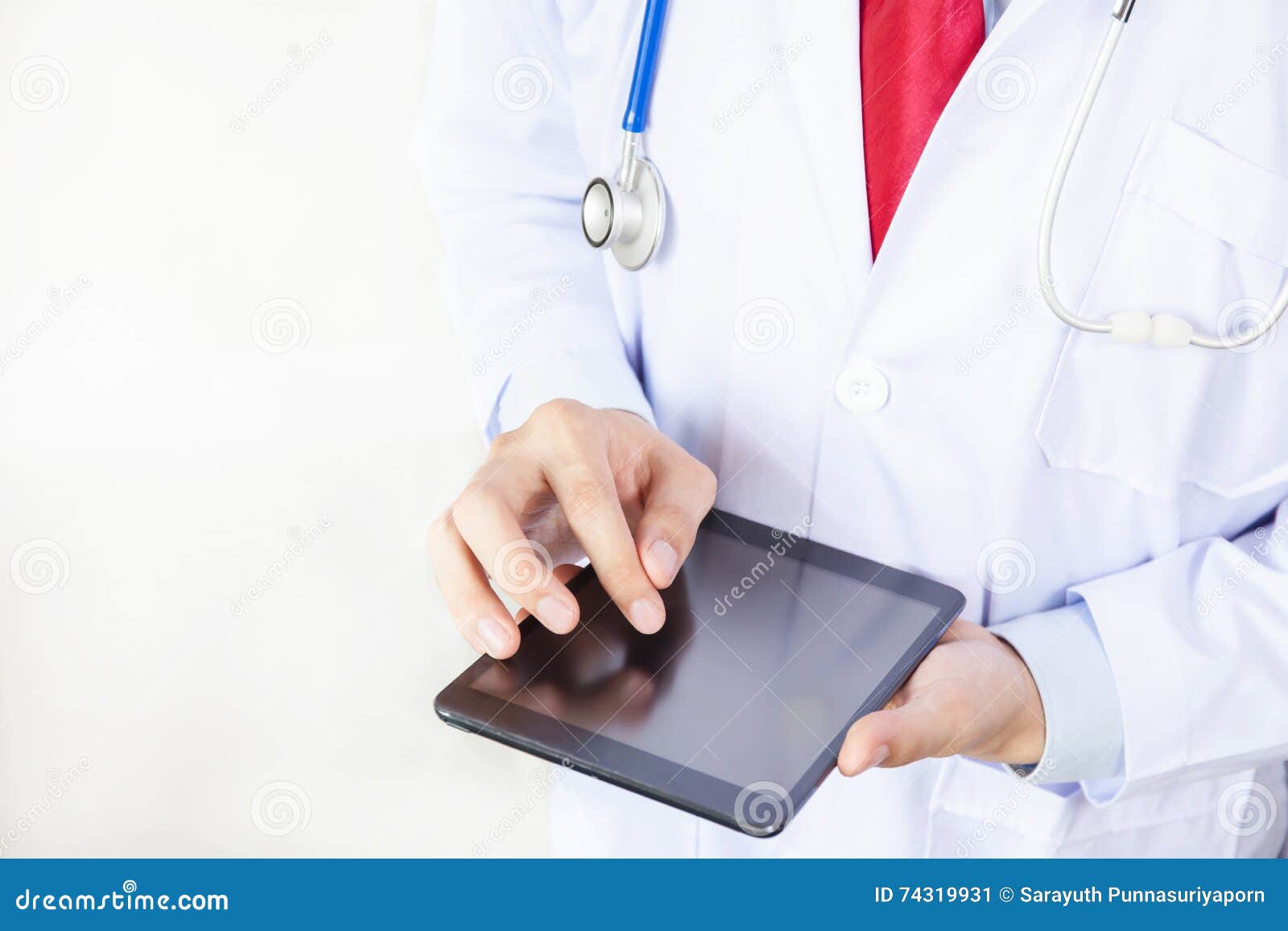 Doctor Using Tablet in White Isolated Background Stock Image - Image of ...