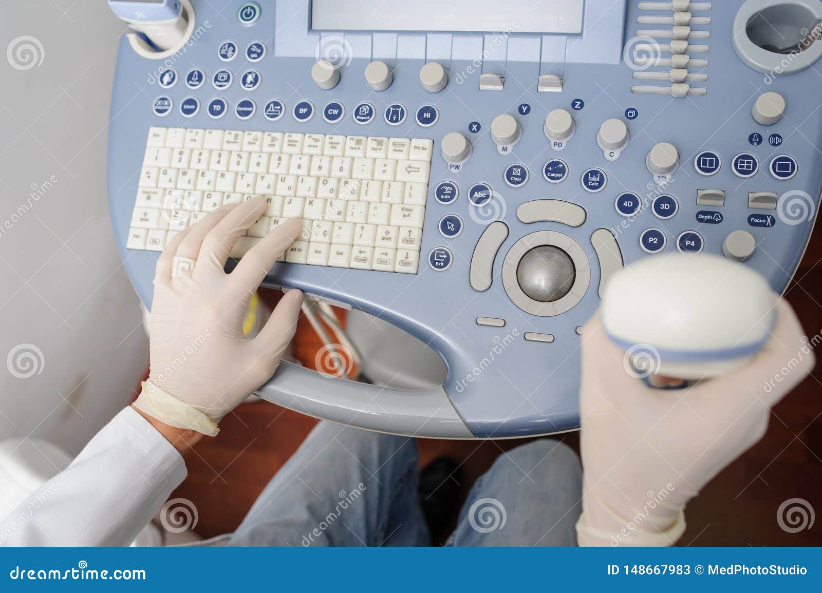 The Doctor Using the Ultrasonography Device Stock Image - Image of ...