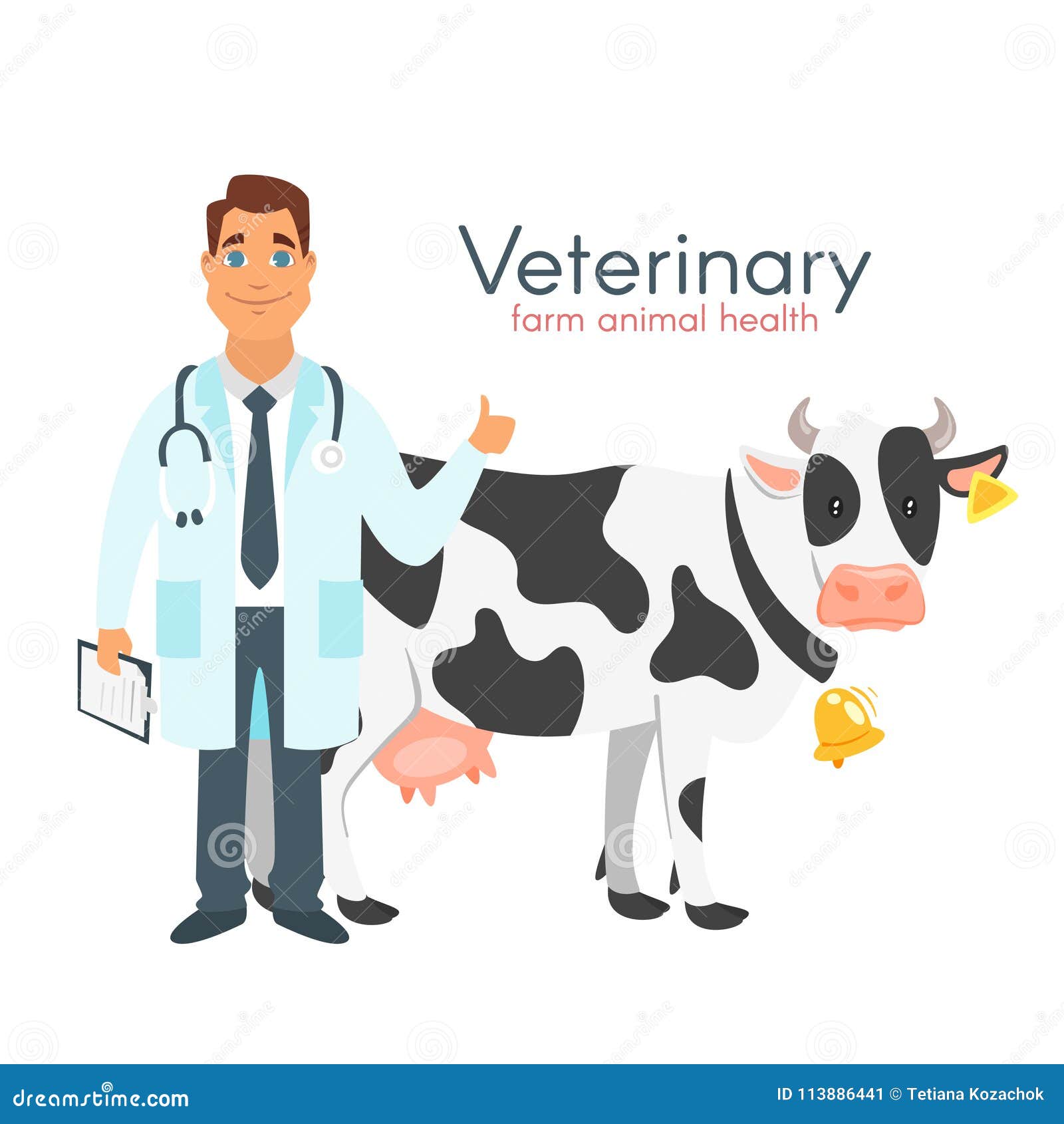 Doctor Veterinario Con La Vaca Ilustración del Vector - Ilustración de ...