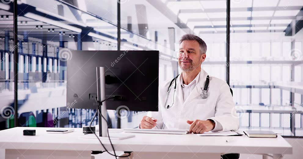 Doctor Video Conference Call. Elearning Webinar Stock Photo - Image of ...