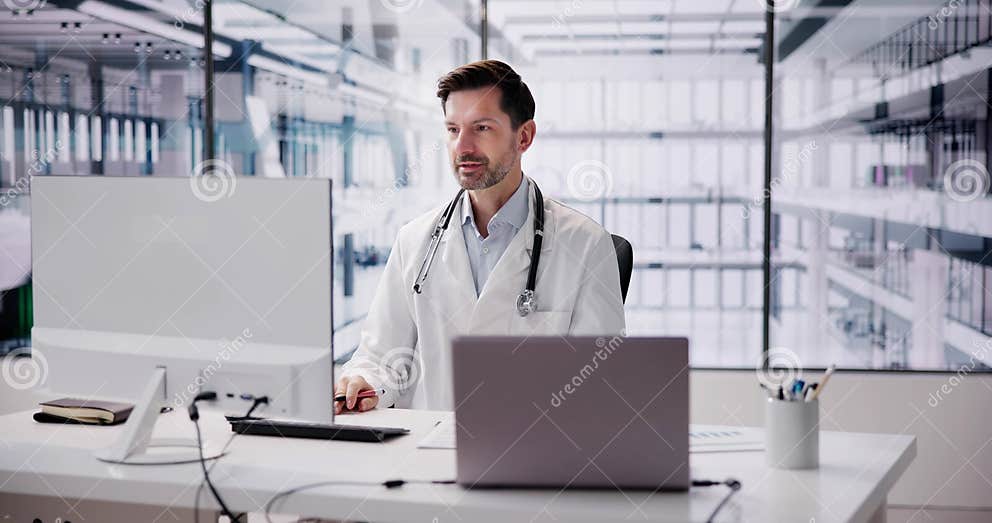 Doctor Video Conference Call. Elearning Webinar Stock Photo - Image of ...