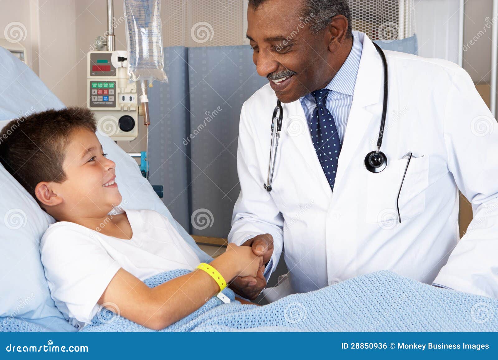 Child Patient Examining His Doctor By Stethoscope Stock Photography ...
