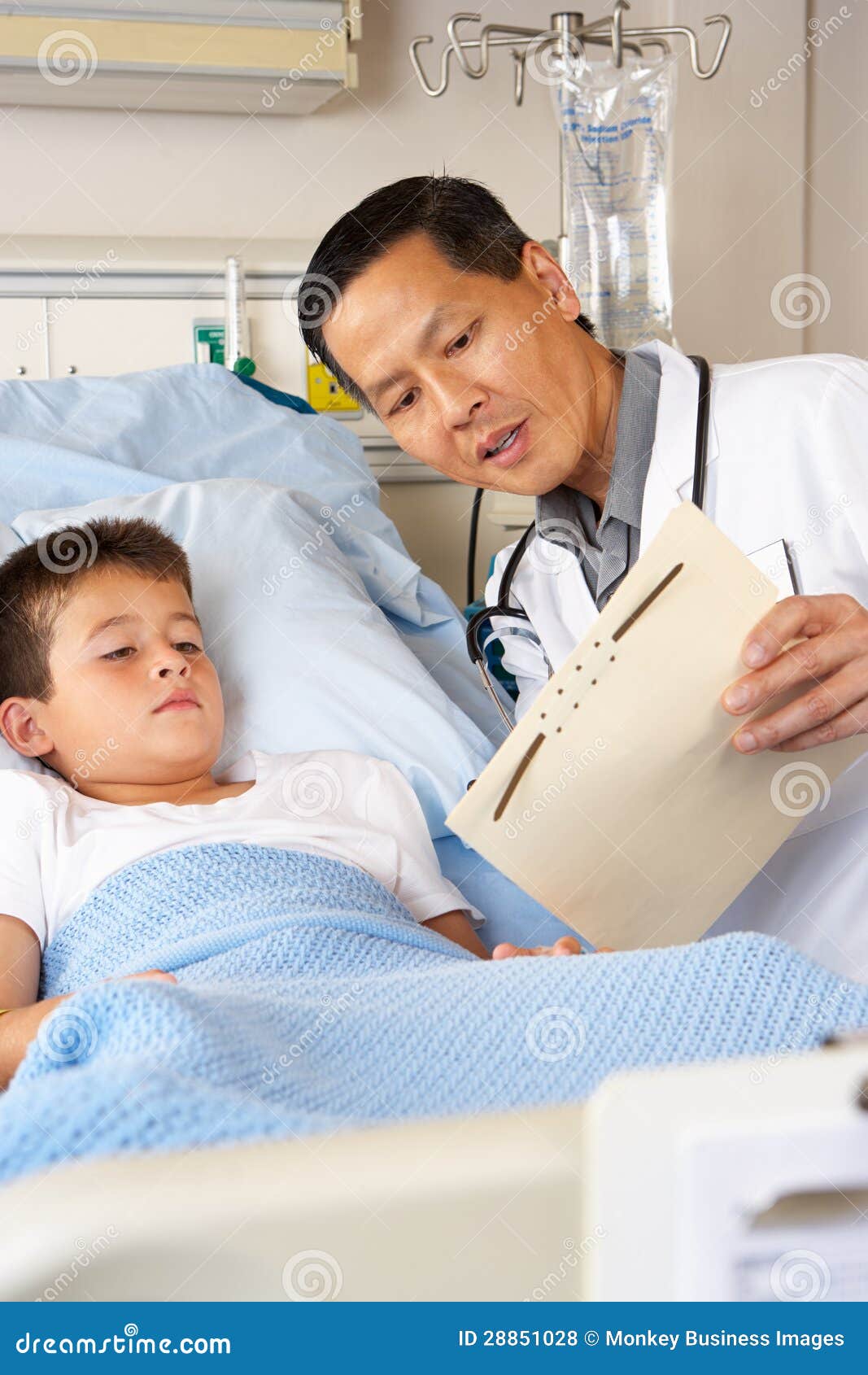 Doctor Visiting Child Patient on Ward Stock Photo - Image of examining ...