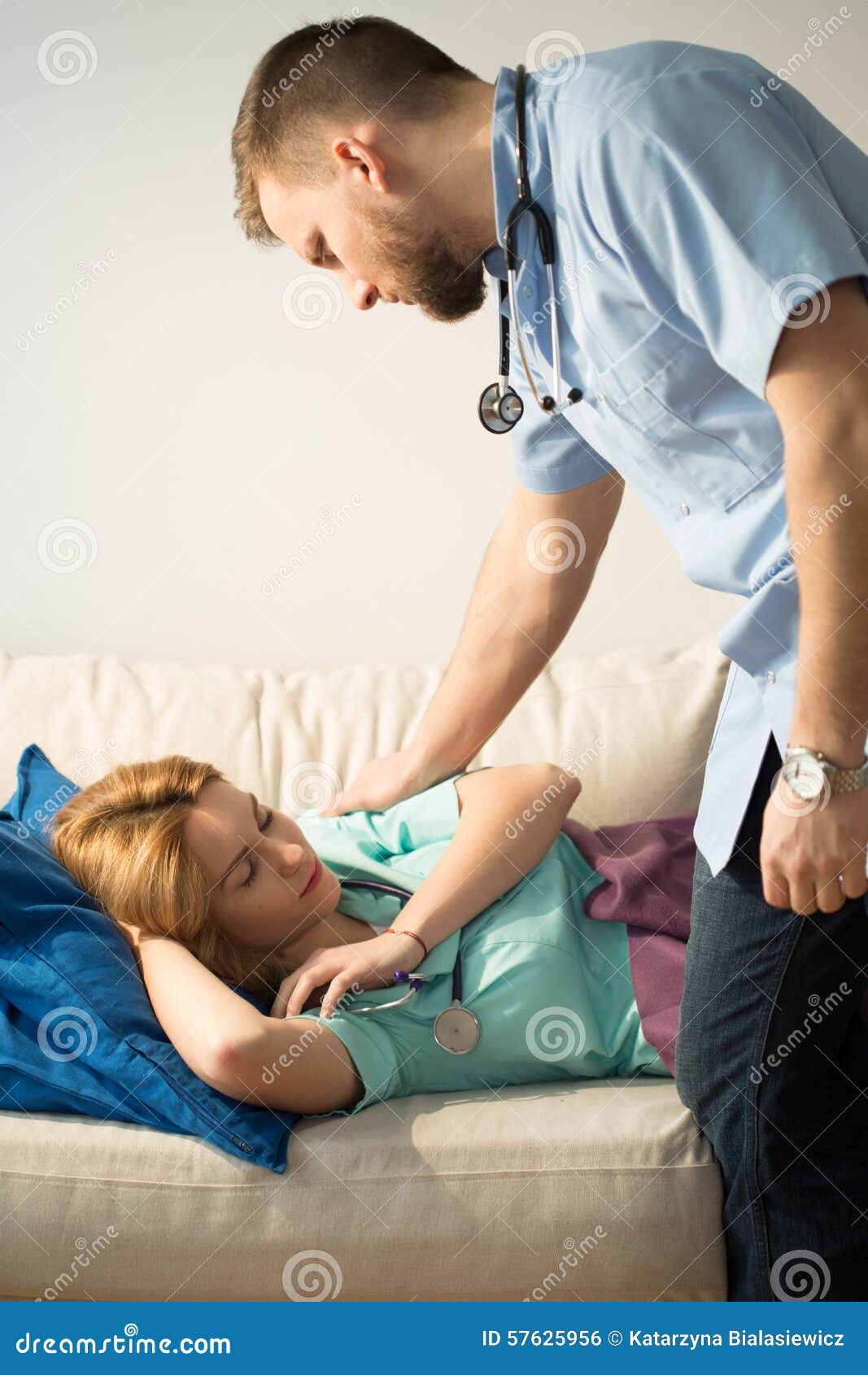 Doctor Waking Sleeping Medic Stock Photo - Image of overwork, room ...