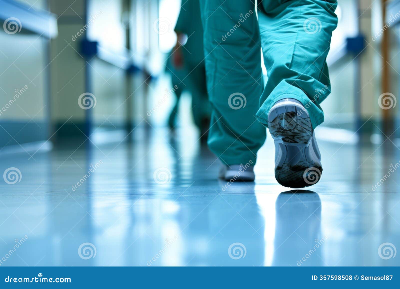 Doctor Walking In The Hospital Hallways, Night Shift Concept Old Asylum ...