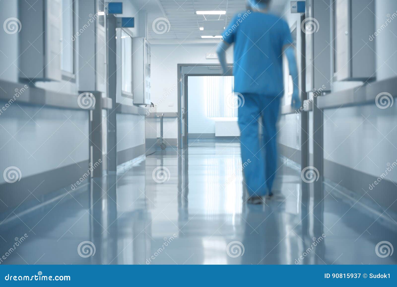 Doctor Walking on Hospital Hallway Stock Image - Image of medical ...