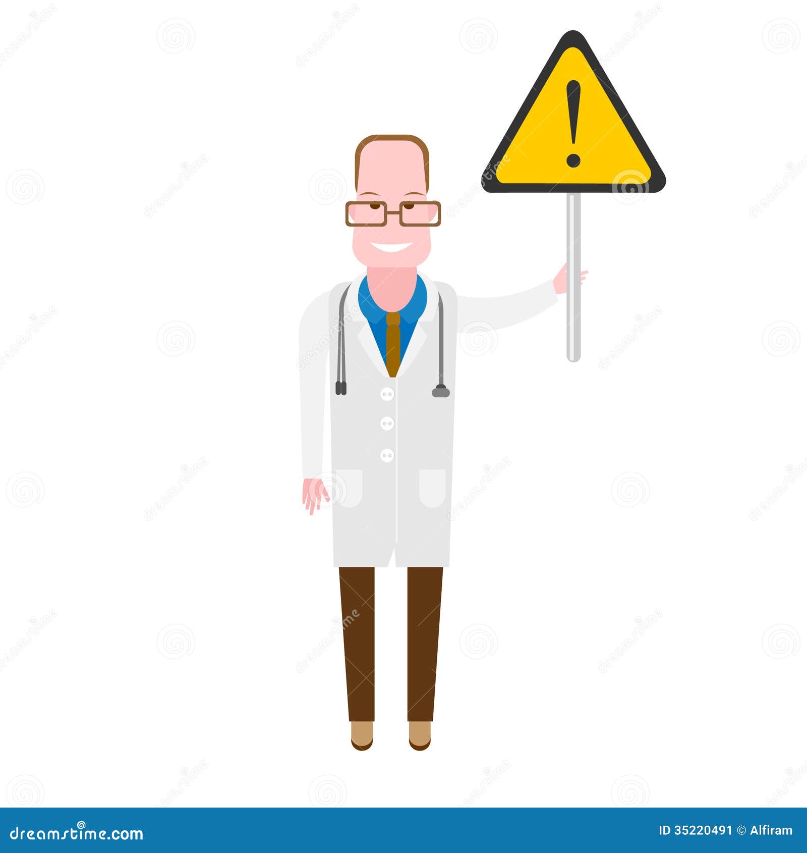 Doctor with a warning sign stock vector. Illustration of medicine ...