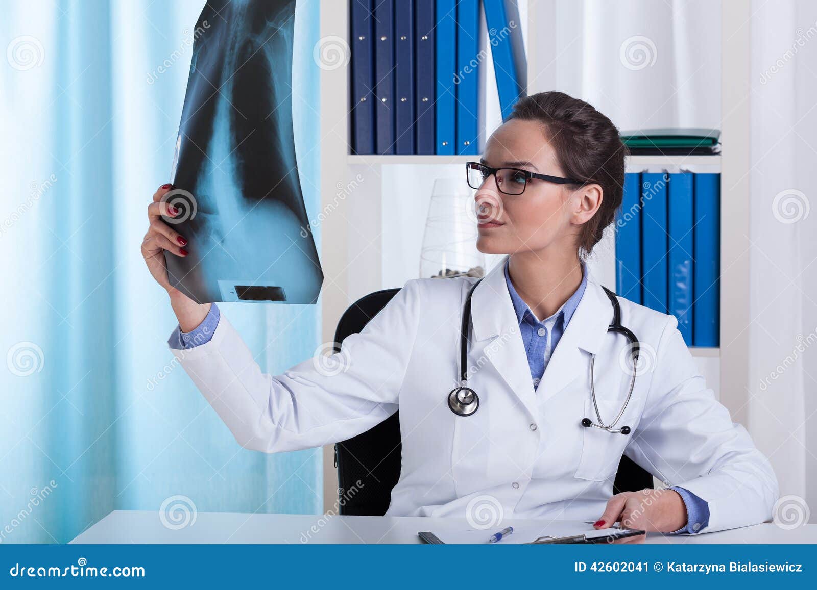 The Doctor Watches Chest X-ray Stock Image - Image of adults ...