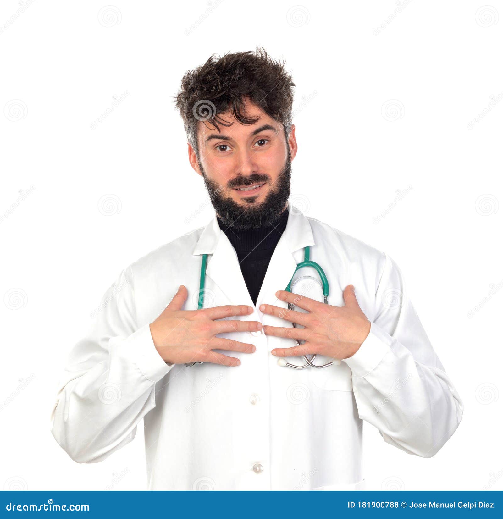 Doctor wearing a lab coat stock photo. Image of review - 181900788