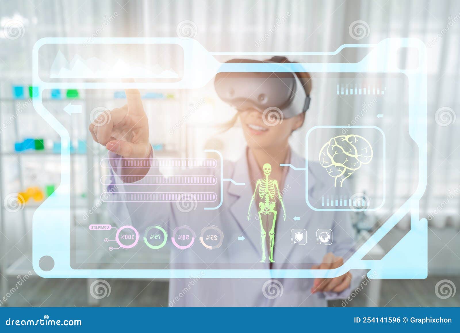 Doctor Wearing Virtual Reality. Scientist Using VR Headset Glasses ...