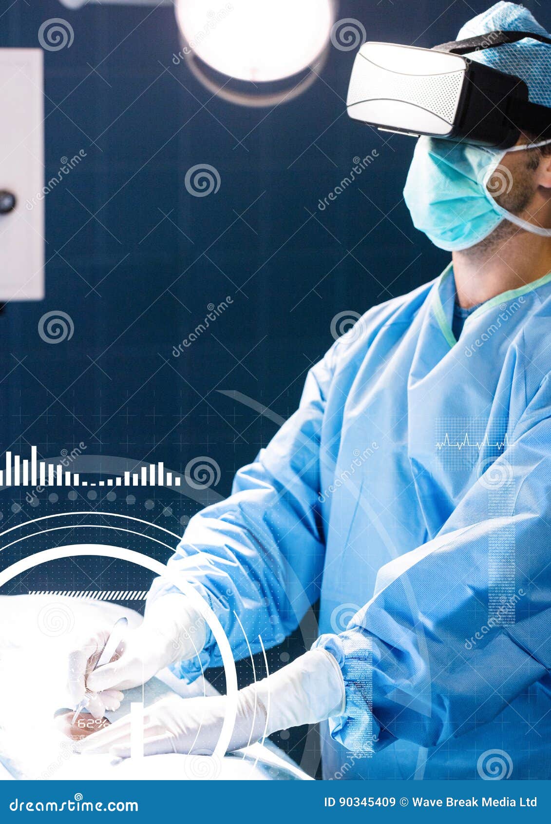 Doctor Wearing VR Virtual Reality Headset with Interface Stock ...