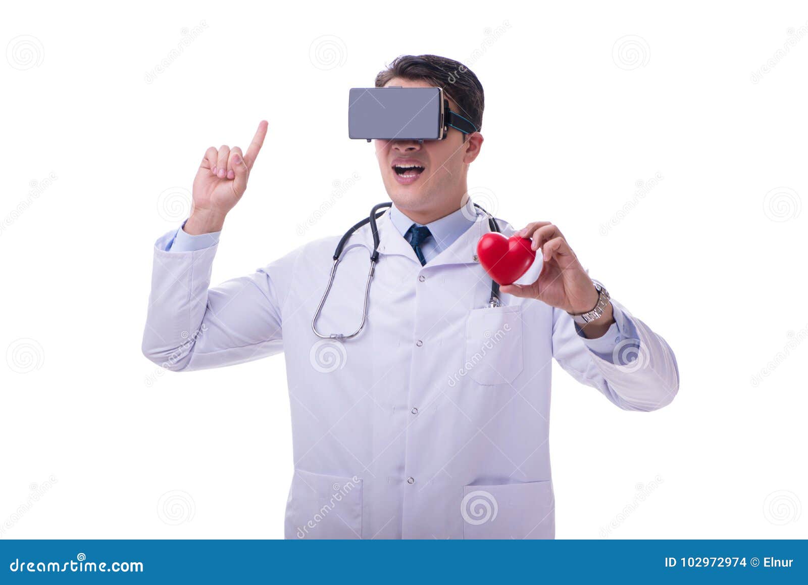 Doctor Wearing a Vr Virtual Reality Headset Isolated on White Ba Stock ...