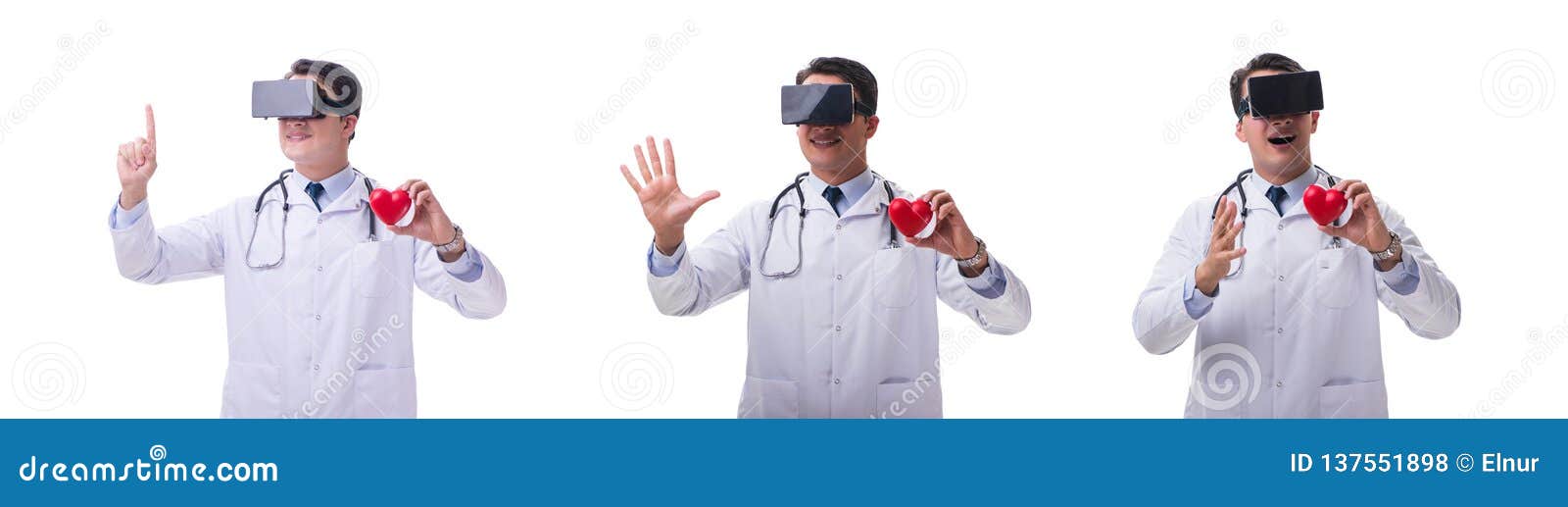 The Doctor Wearing a Vr Virtual Reality Headset Isolated on White ...