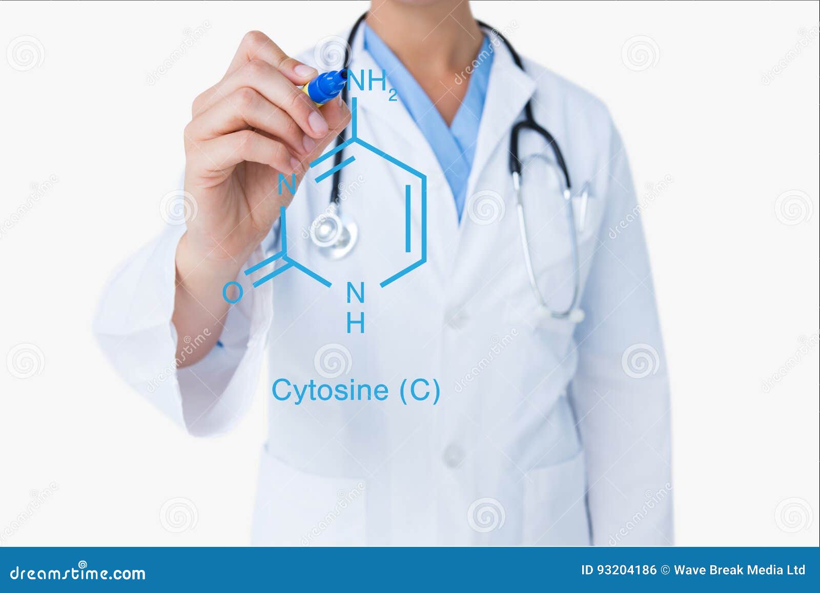 Doctor Wearing White Coat Drawing Adn Against White Background Stock ...