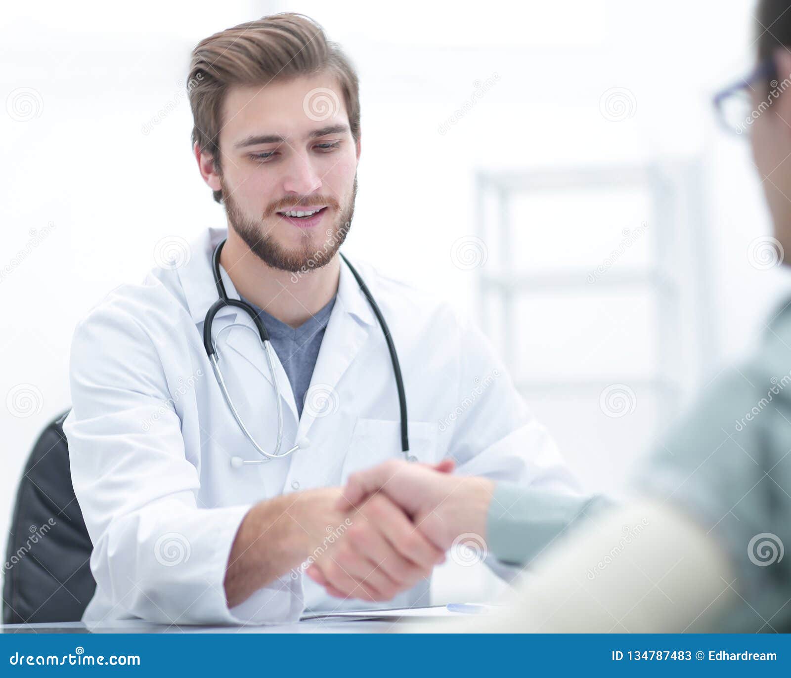 Doctor Welcoming a Patient in His Studio Stock Image - Image of health ...