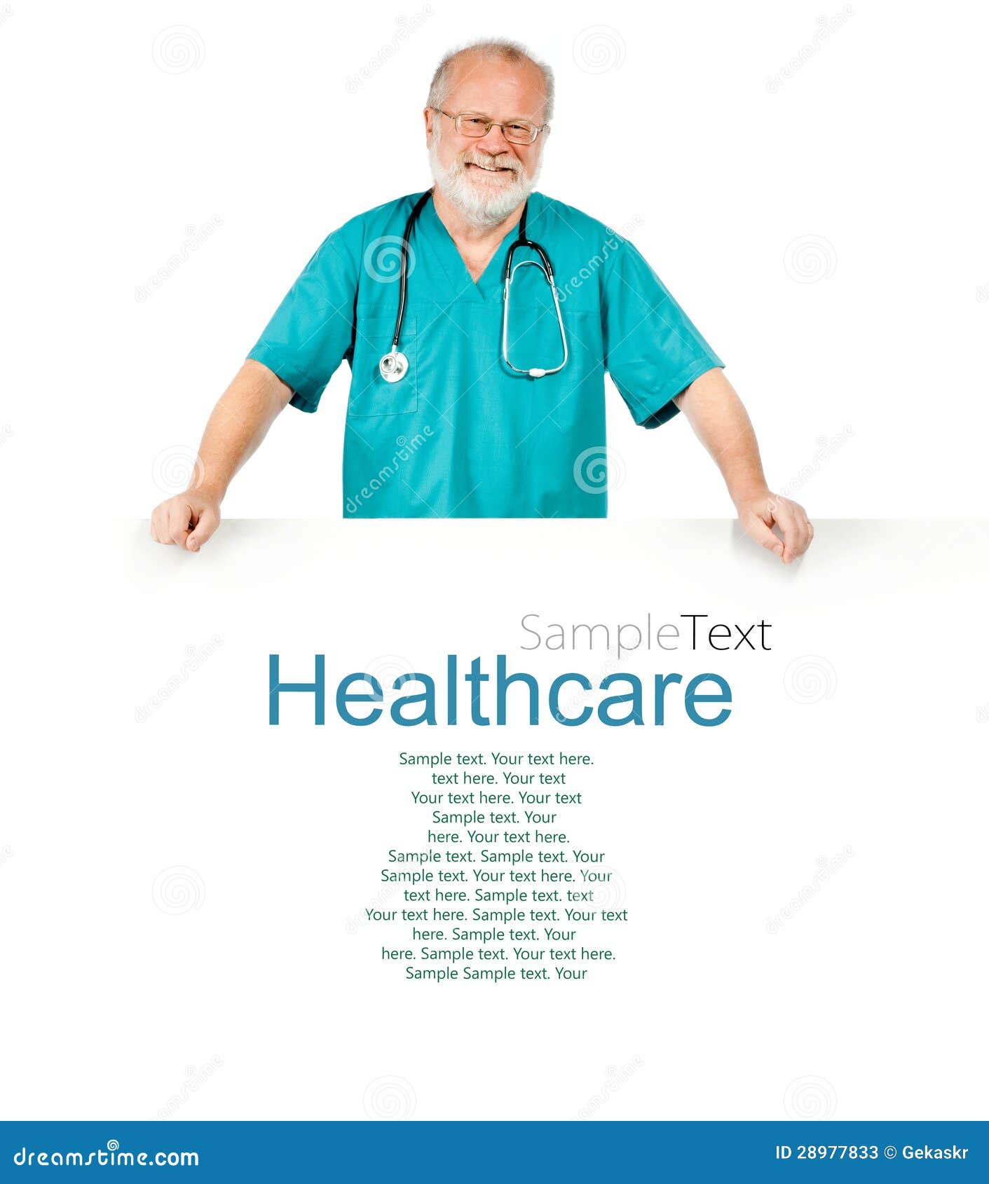 Doctor with white banner stock image. Image of intern - 28977833