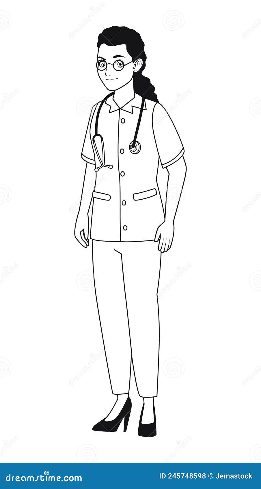 Doctor woman coloring stock vector. Illustration of medic - 245748598
