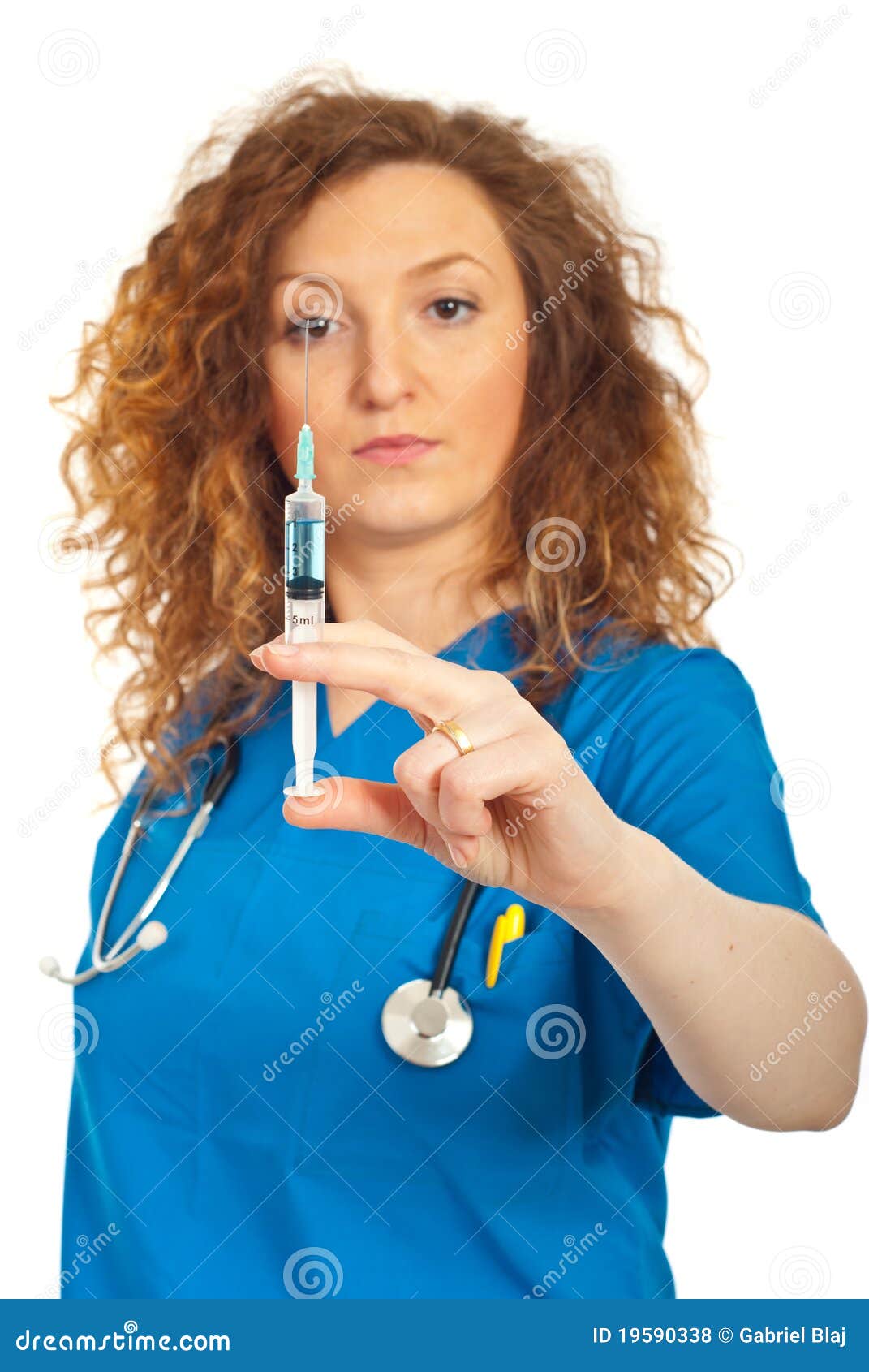 Doctor Woman Holding Syringe Stock Photo - Image of blue, nurse: 19590338