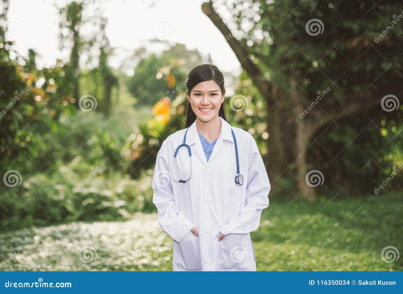 Doctor Woman in Nature Park Stock Photo - Image of medicine, girl ...