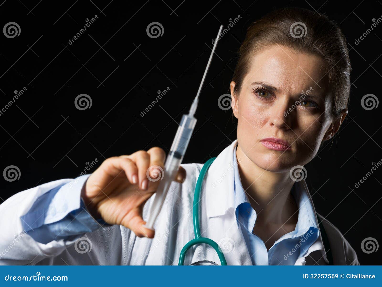 Doctor woman using syringe stock image. Image of medical - 32257569