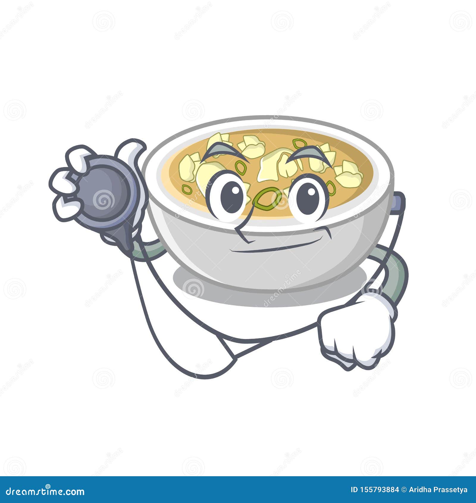 Doctor Wonton Soup in the Mascot Shape Stock Vector - Illustration of ...