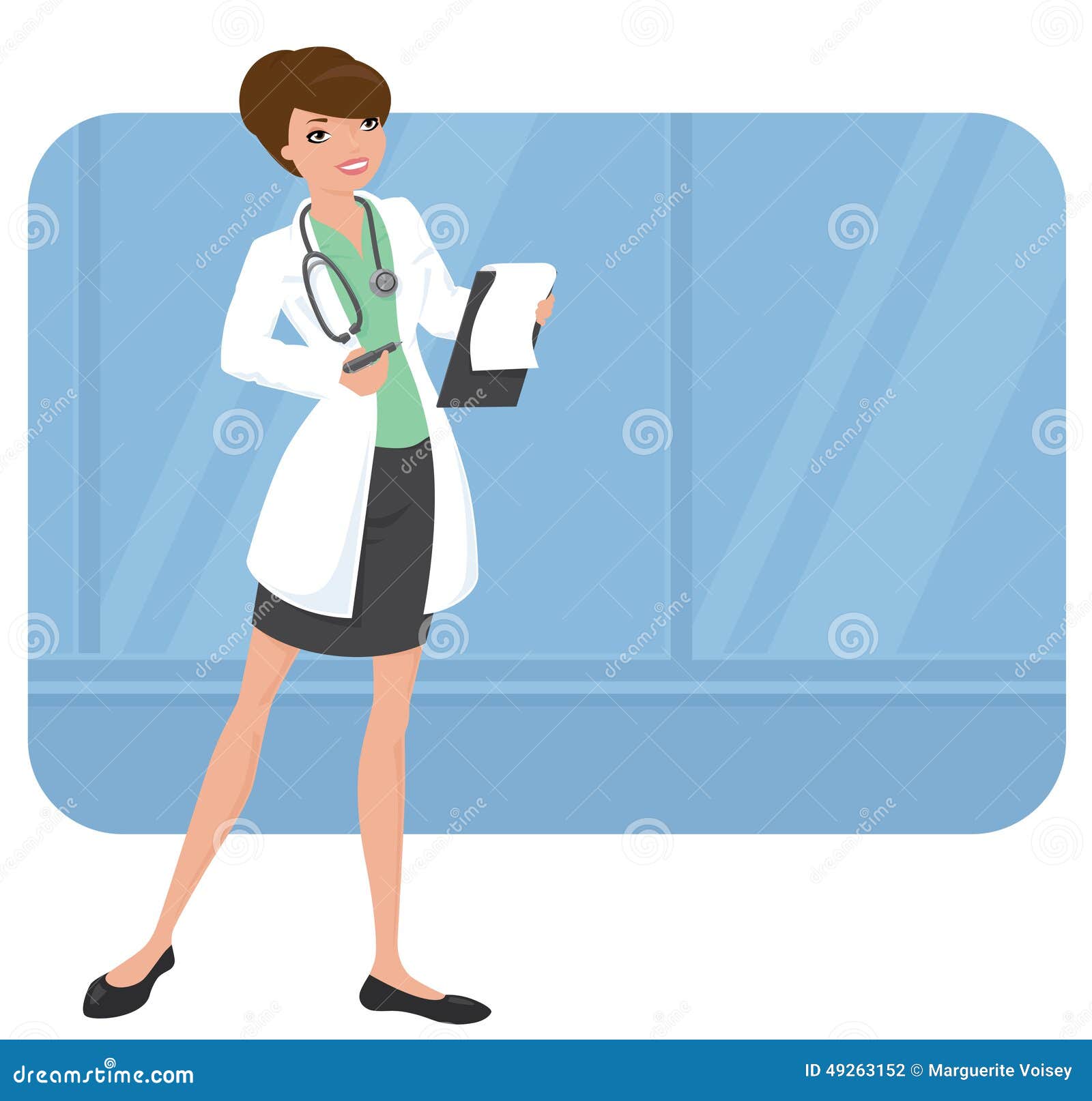 Doctor at Work stock vector. Illustration of woman, coat - 49263152