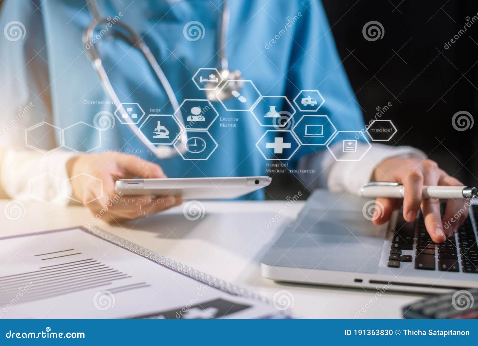 Doctor Work on Digital Tablet Healthcare Doctor Technology Tablet Using ...