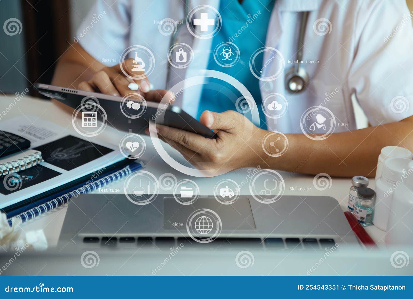 Doctor Work on Digital Tablet Healthcare Doctor Technology Tablet Using ...