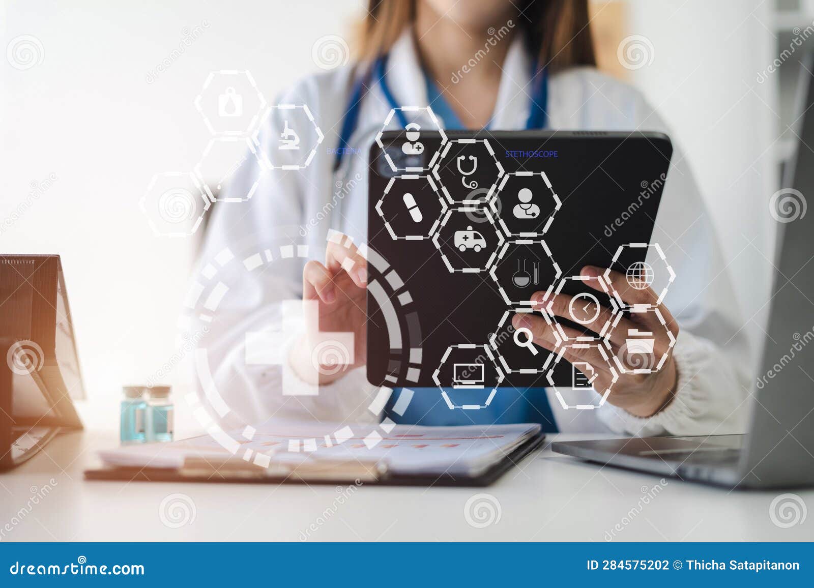 Doctor Work on Digital Tablet Healthcare Doctor Technology Tablet Using ...