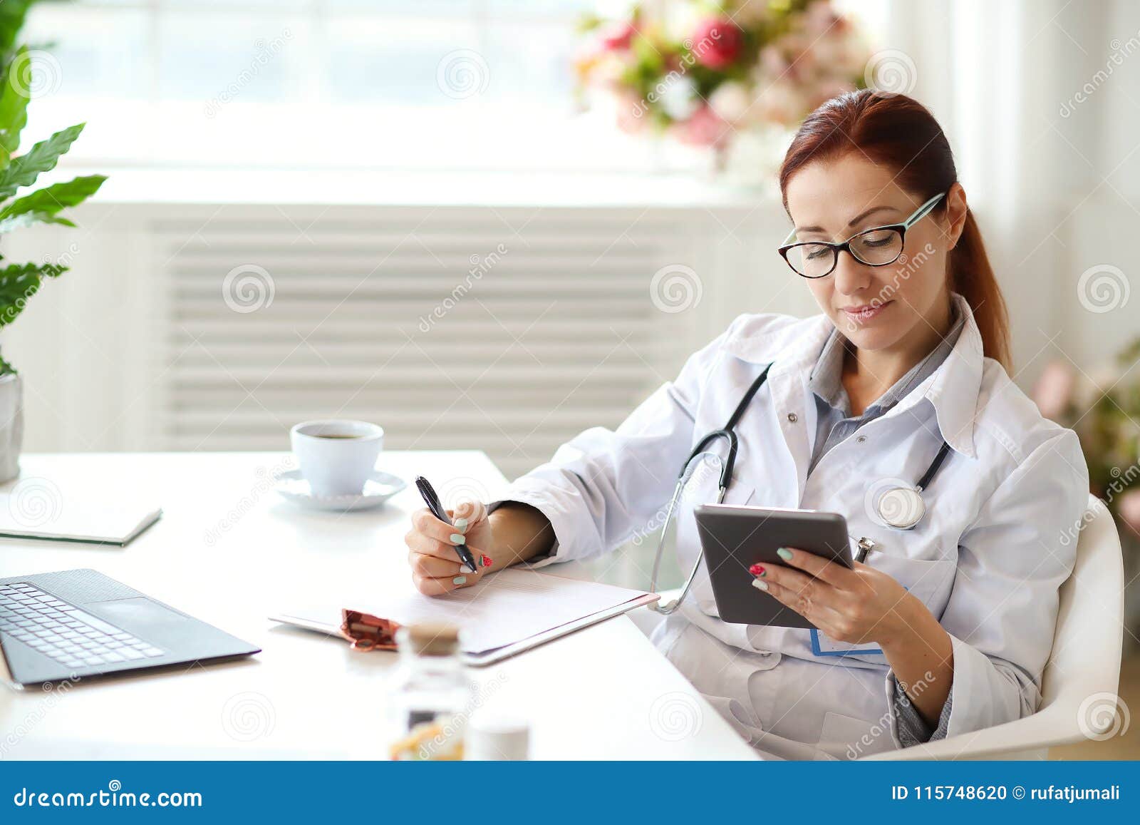 Doctor at work stock photo. Image of medic, clinical - 115748620