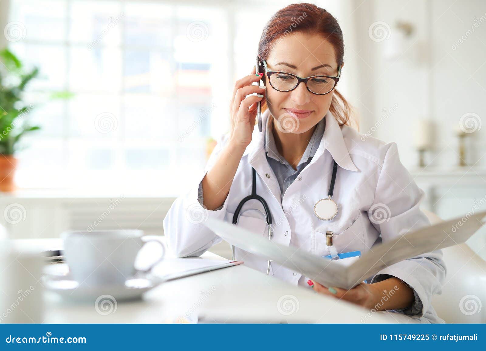 Doctor at work stock image. Image of caucasian, clinic - 115749225