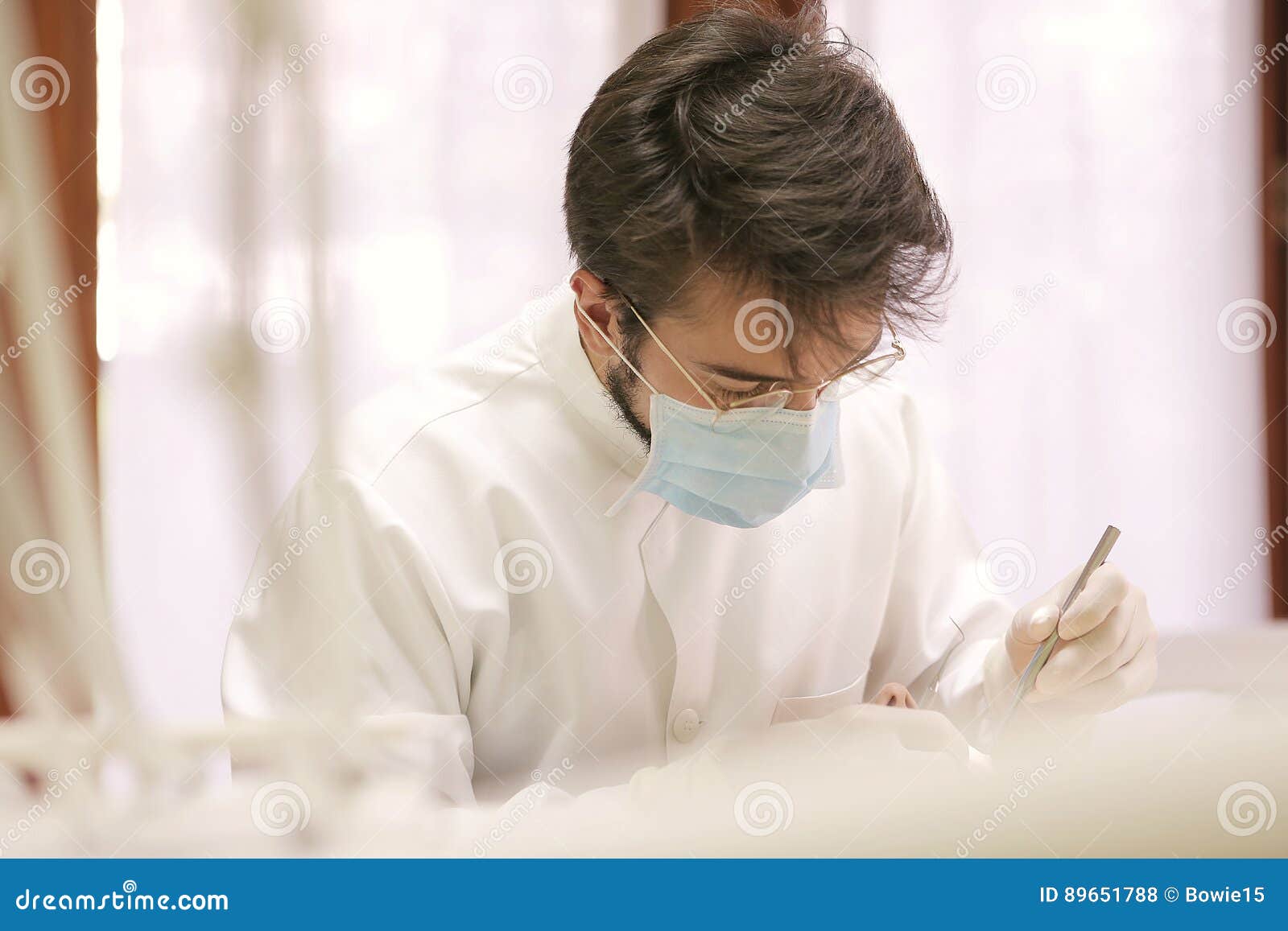 Doctor in work stock photo. Image of floss, glasses, clinical - 89651788