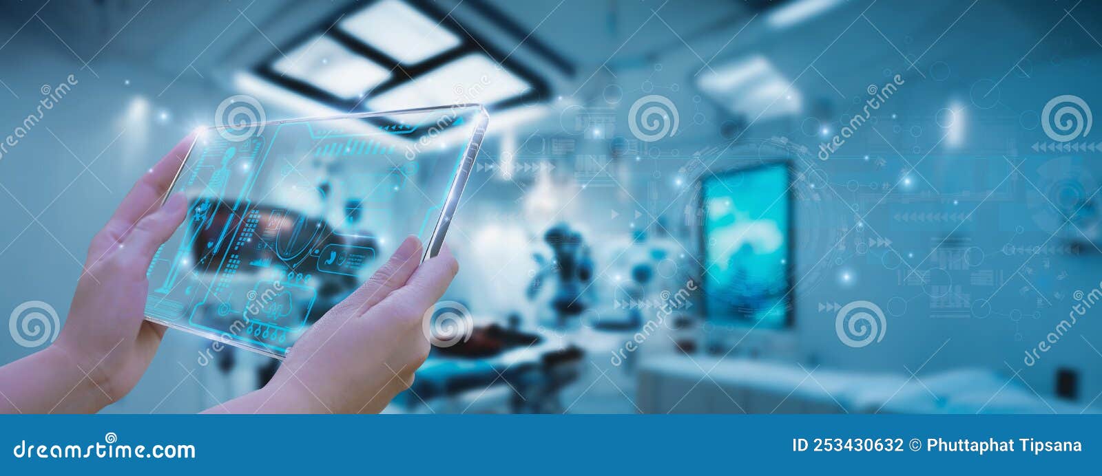 Doctor Work with Tablet Computer,digital Healthcare Technology,system ...