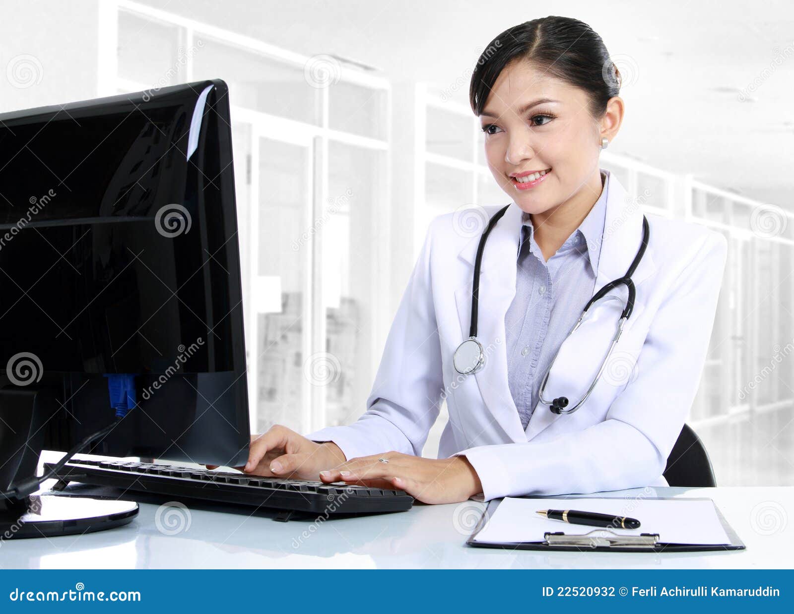 Doctor working on computer stock photo. Image of doctor - 22520932