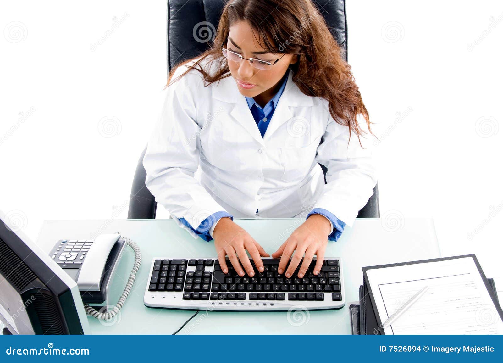 Doctor working on computer stock photo. Image of keys - 7526094