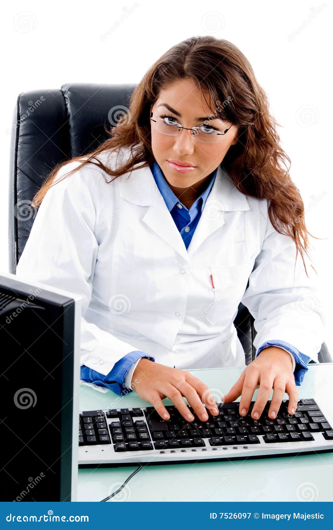 Doctor working on computer stock image. Image of posing - 7526097