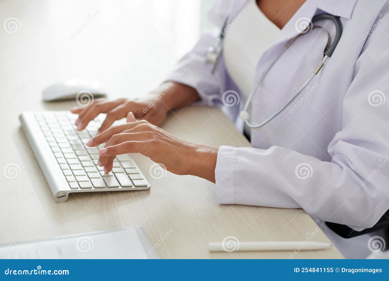 Doctor Working on Computer stock image. Image of office - 254841155
