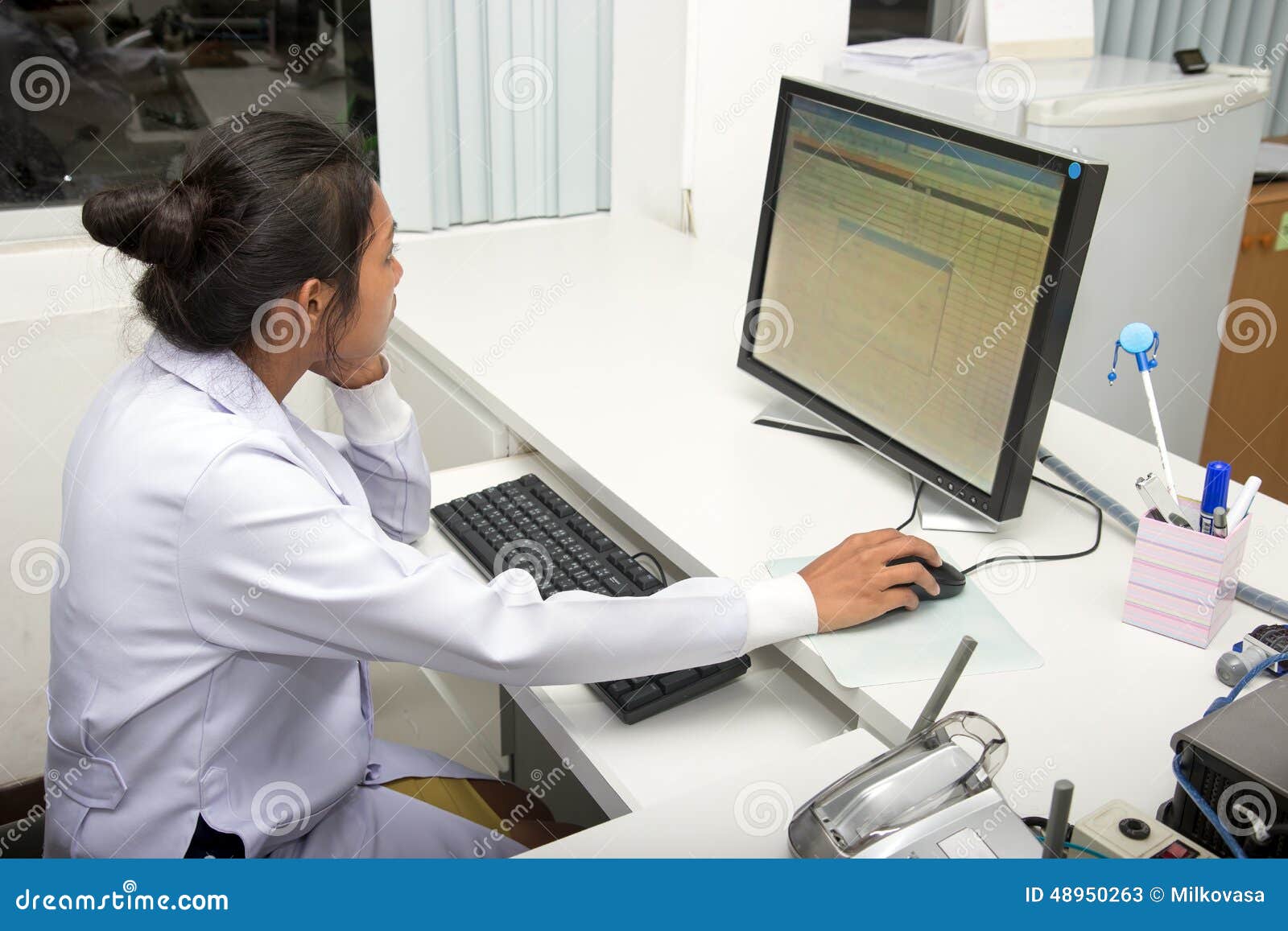 Doctor Working with Computer Stock Image - Image of beaitiful, female ...