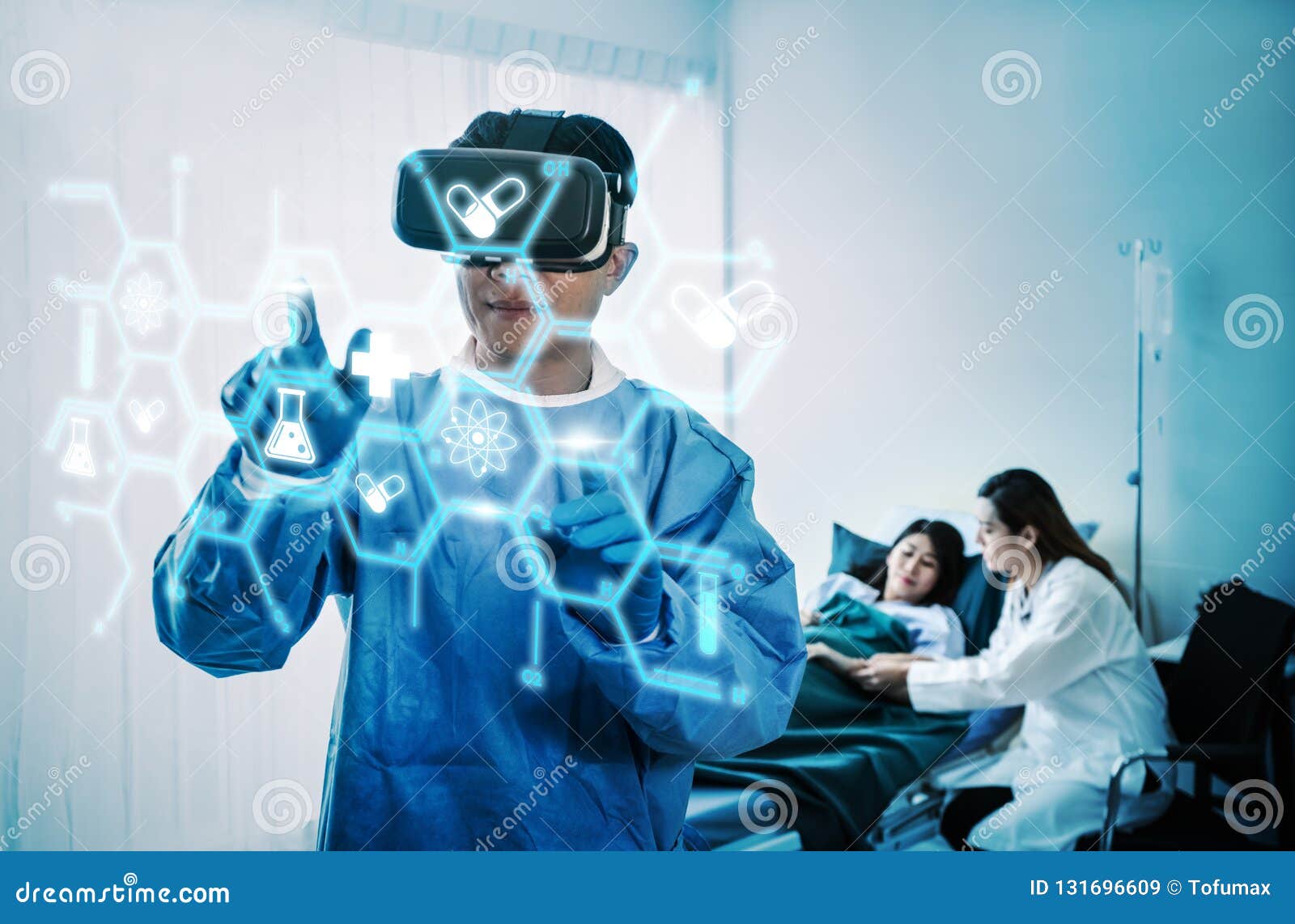 Doctor Working Digital Modern Virtual Screen. Medical Technology ...