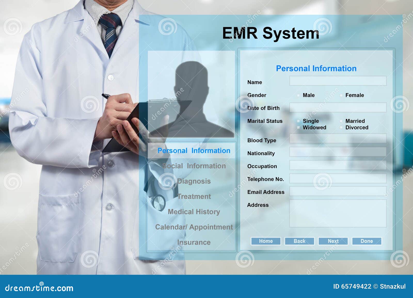 Doctor working with EMR stock photo. Image of computer - 65749422