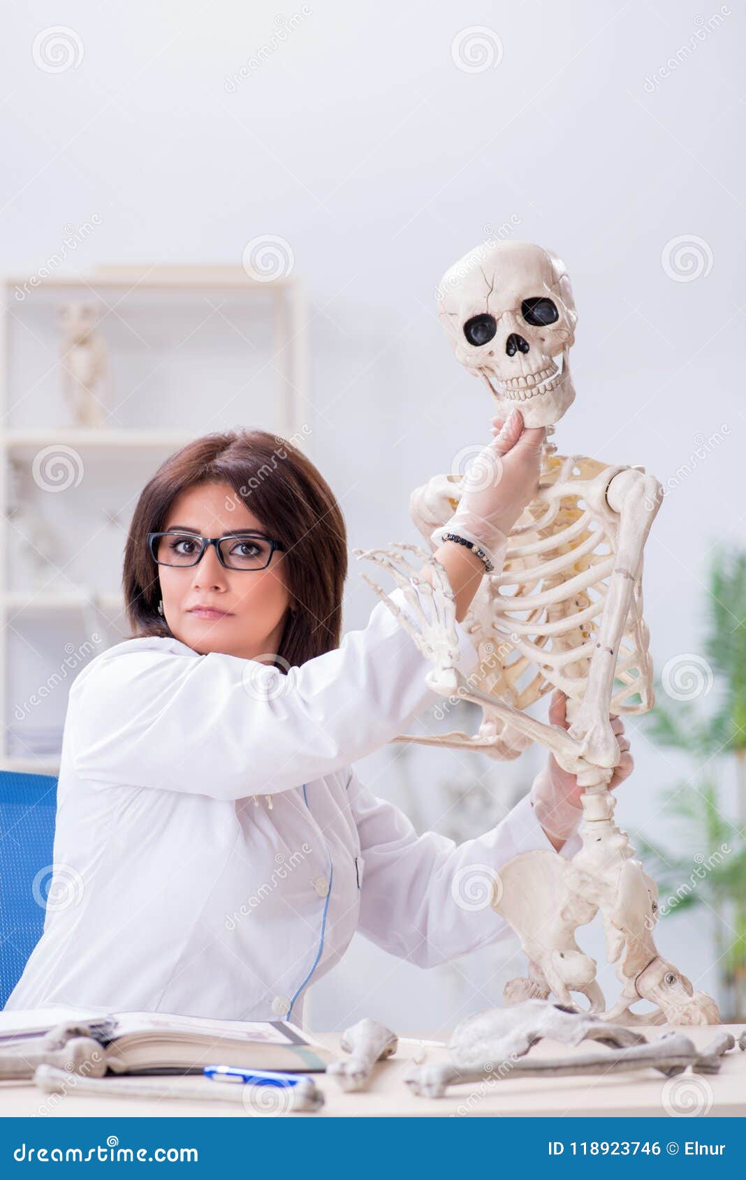 The Doctor Working in the Lab on Skeleton Stock Photo - Image of ...