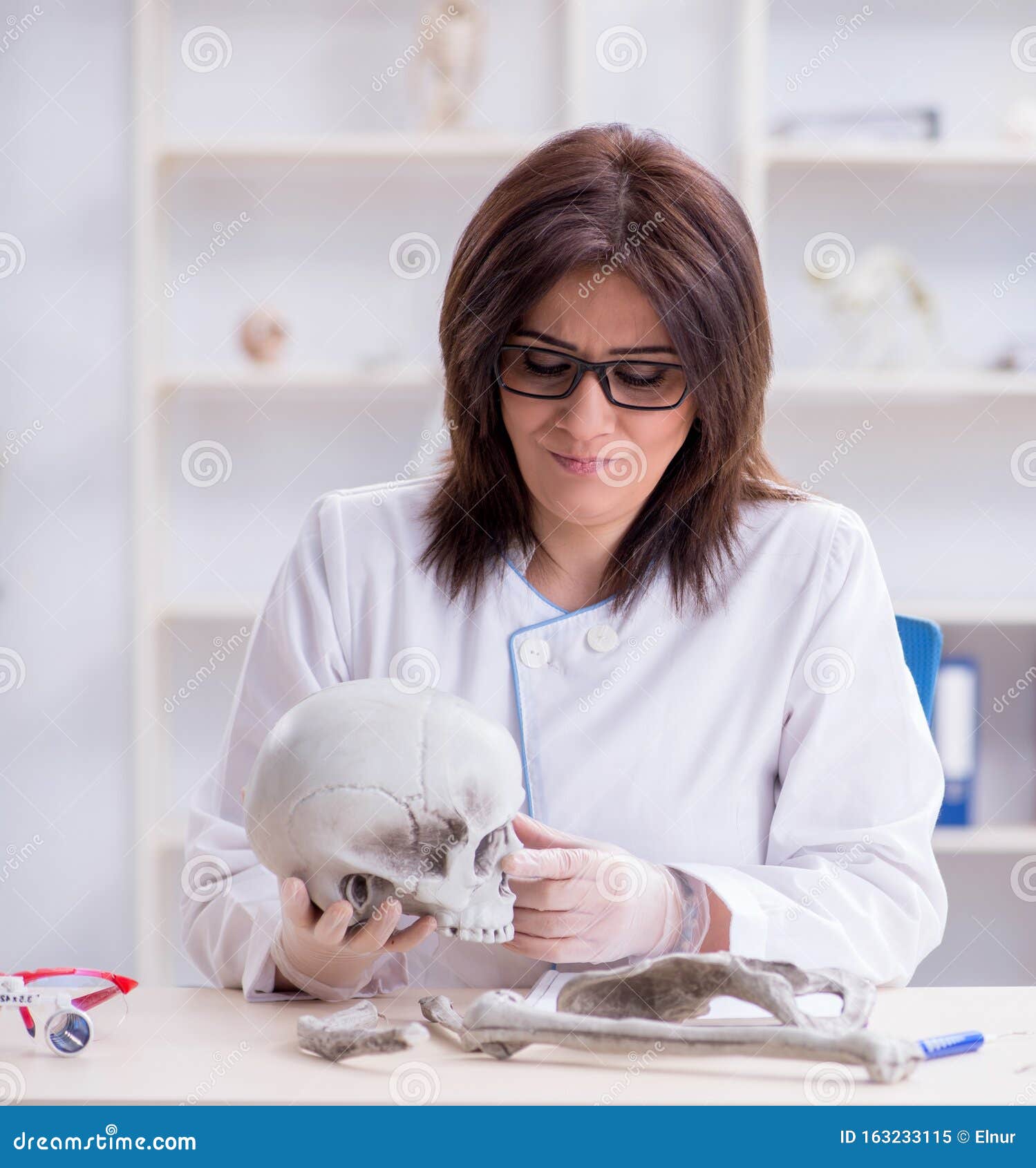 Doctor Working in the Lab on Skeleton Stock Image - Image of lecturer ...