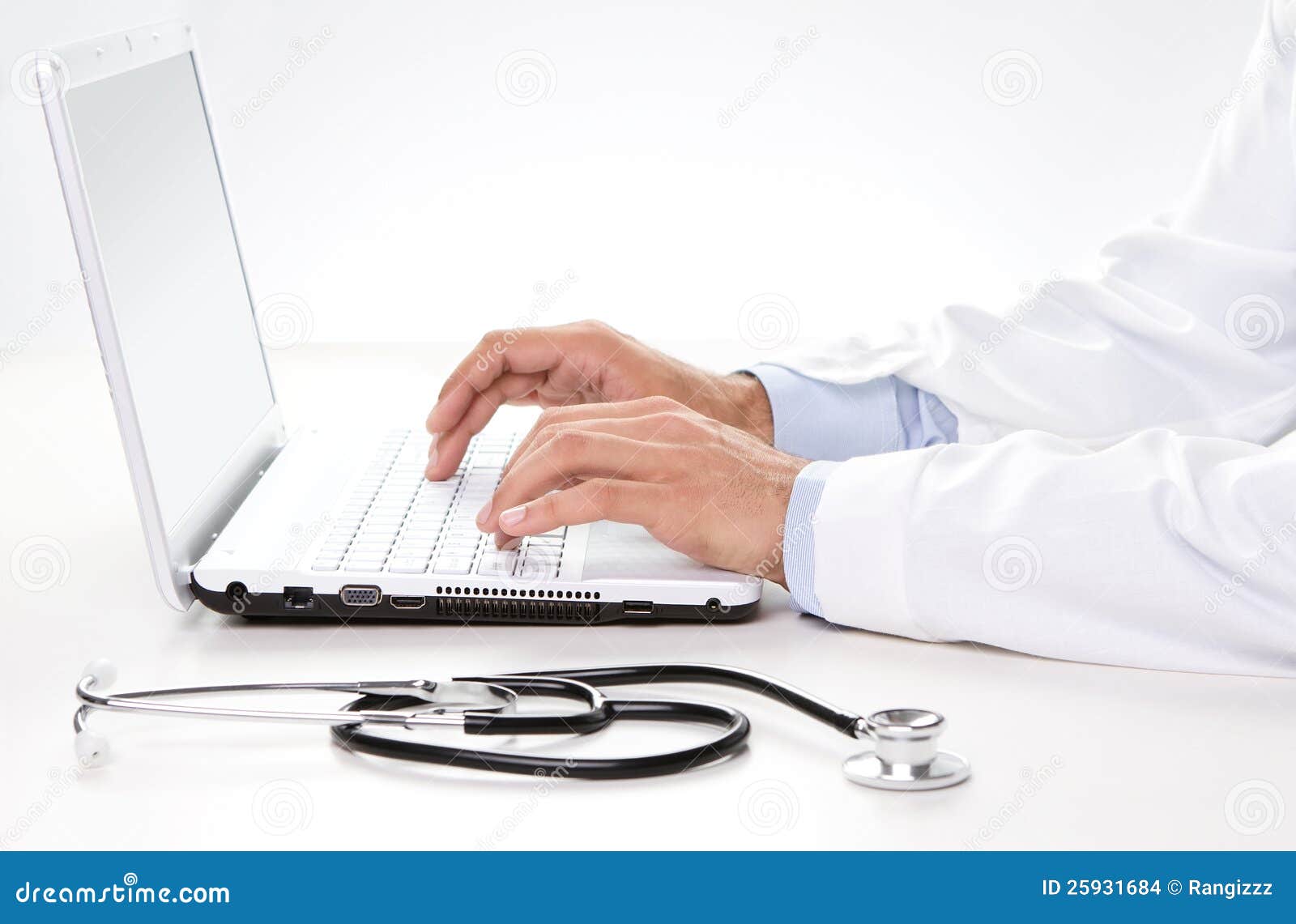 Doctor working on a laptop stock photo. Image of healthcare - 25931684