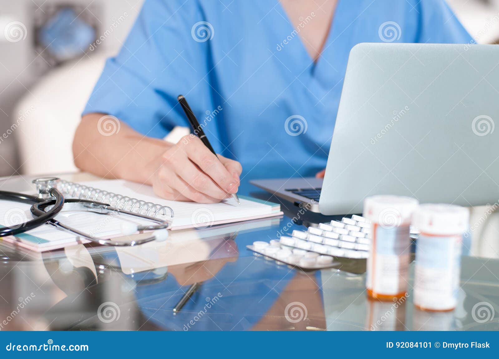 Doctor Working at Medical Office Stock Image - Image of medicine ...