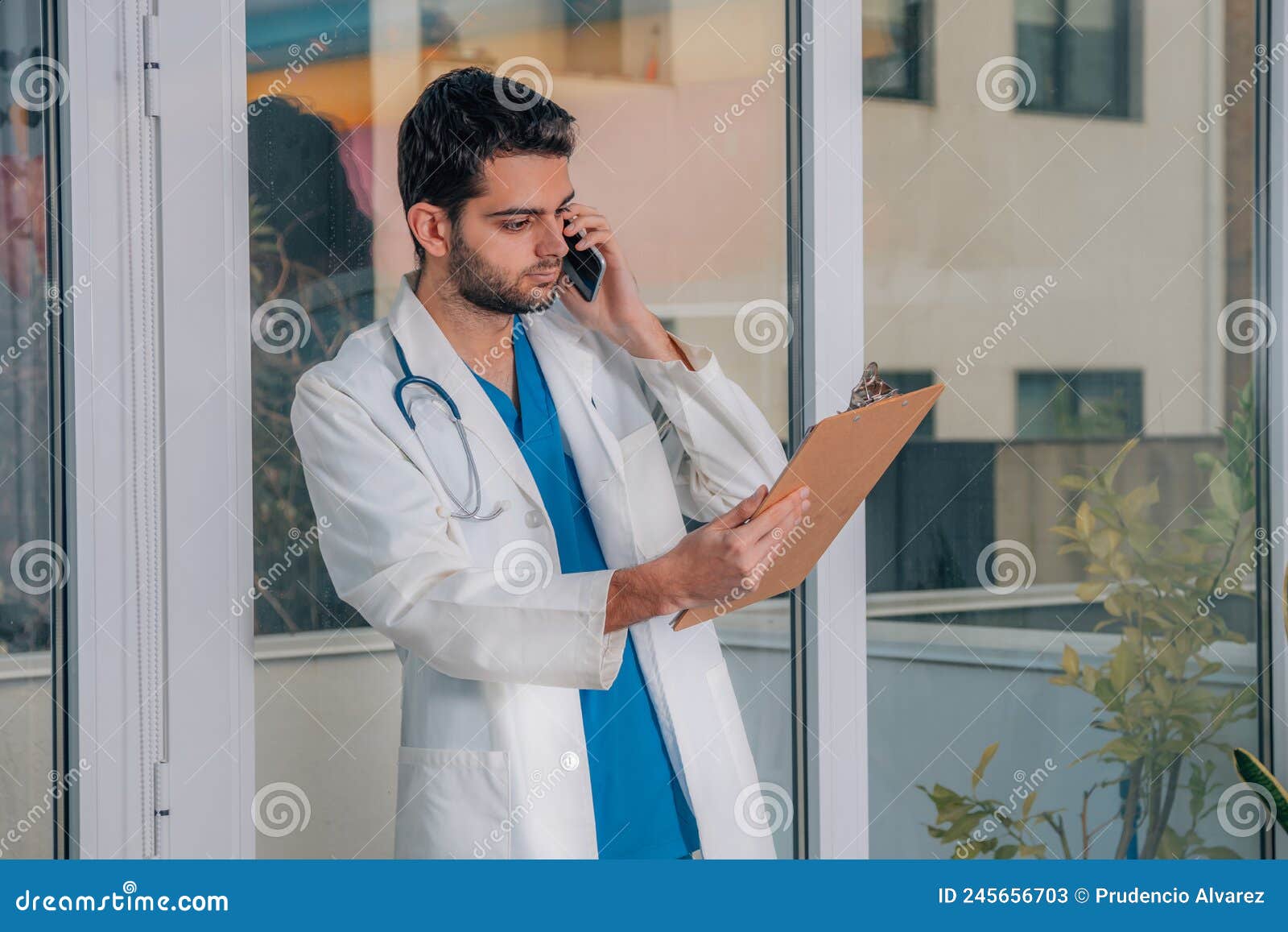 Doctor Working with Mobile Phone Stock Image - Image of copyspace, call ...
