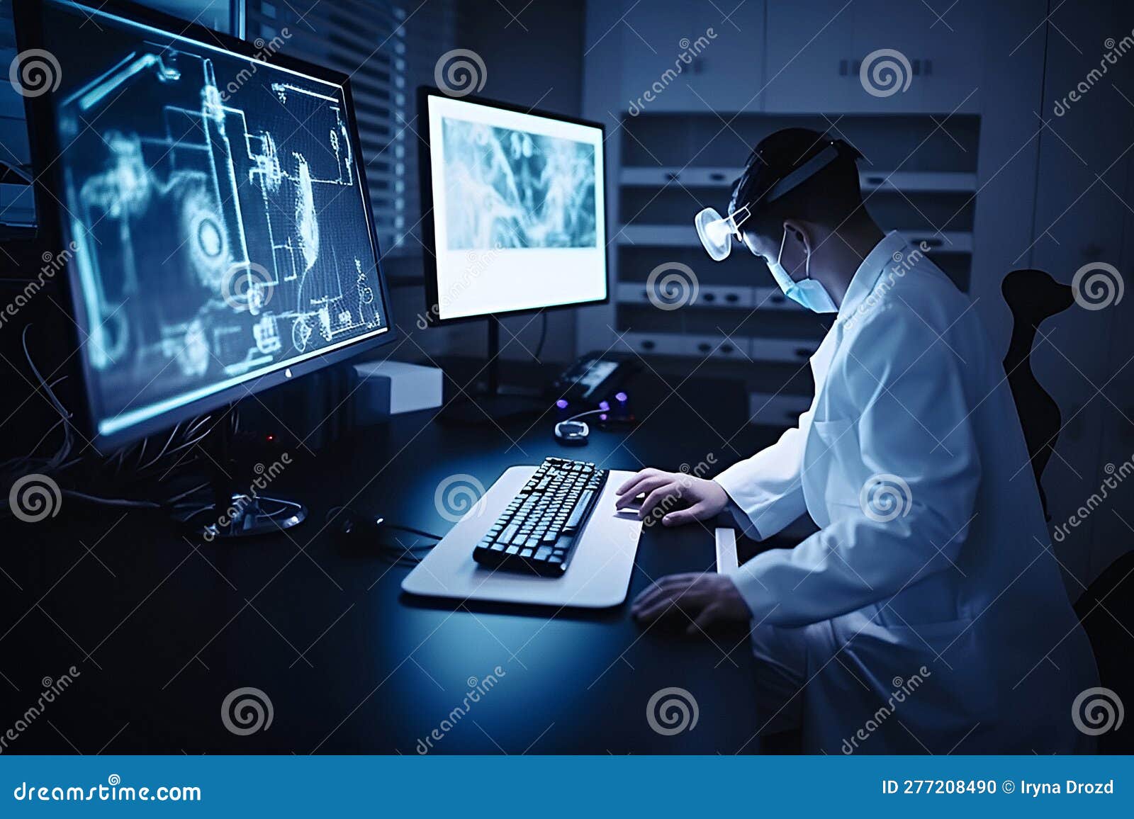 Doctor Working on the Modern Computer, Medical Analysis. Generative AI ...